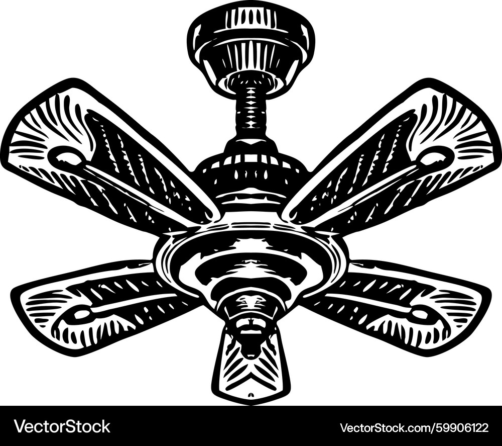 Vintage Ceiling Fan Sketch Royalty Free Vector Image