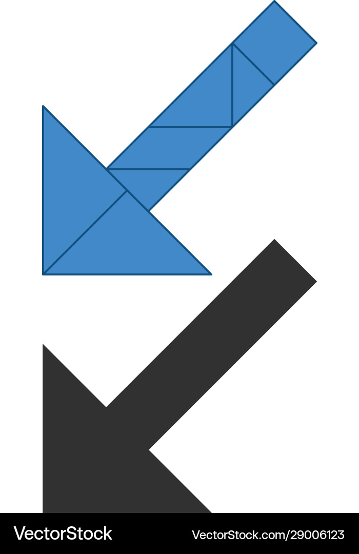 Arrow left down tangram traditional chinese Vector Image