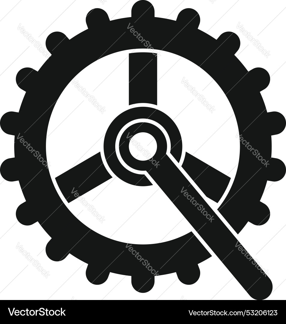 Black cogwheel with crank representing engineering