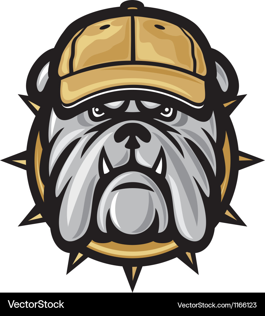 Bulldog head and baseball cap Royalty Free Vector Image