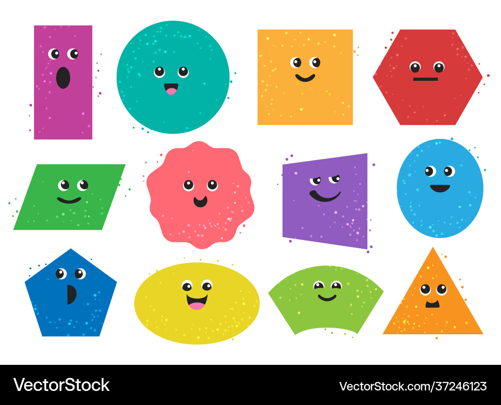Cartoon geometric shapes characters Royalty Free Vector