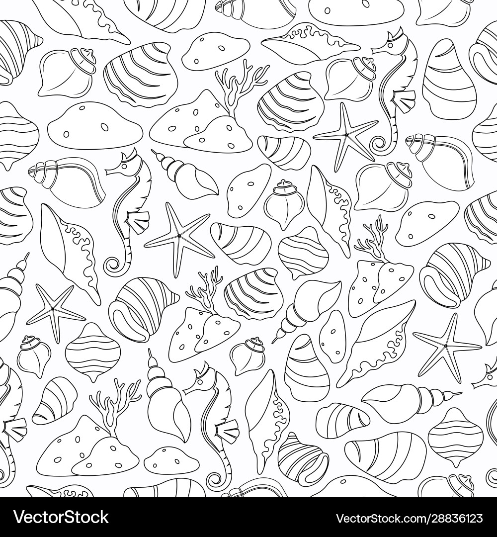 Doodle sea life seamless pattern Royalty Free Vector Image