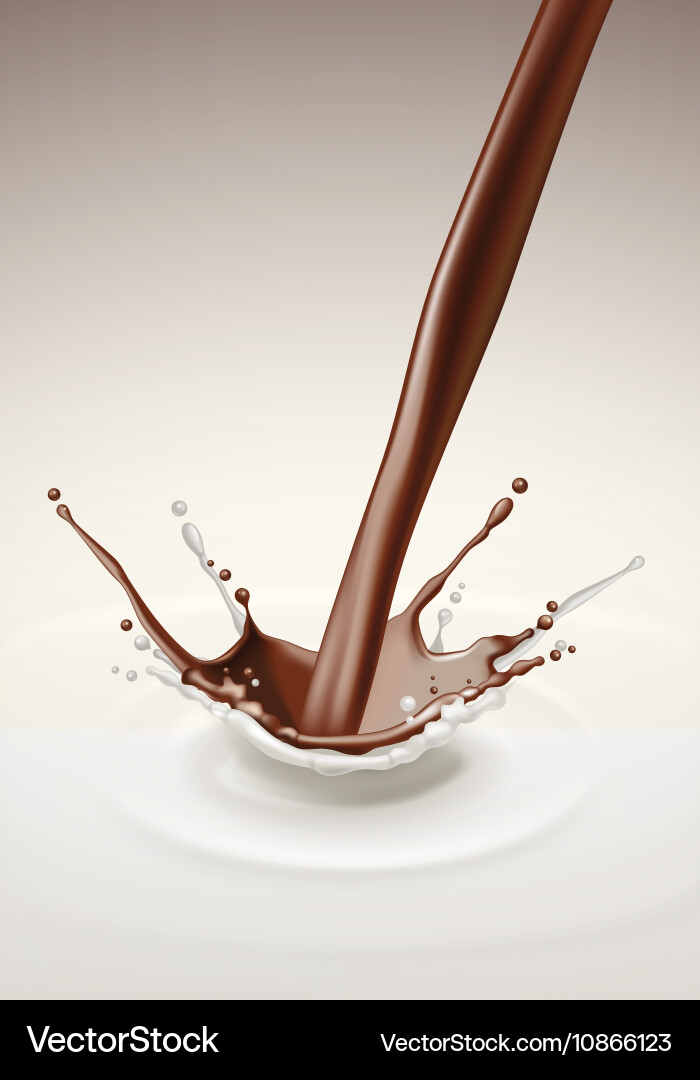 Milk chocolate splash stream flow Royalty Free Vector Image