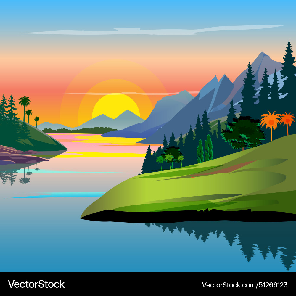 Natural lake Royalty Free Vector Image - VectorStock