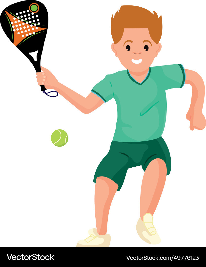 Padel tennis boy playing Royalty Free Vector Image