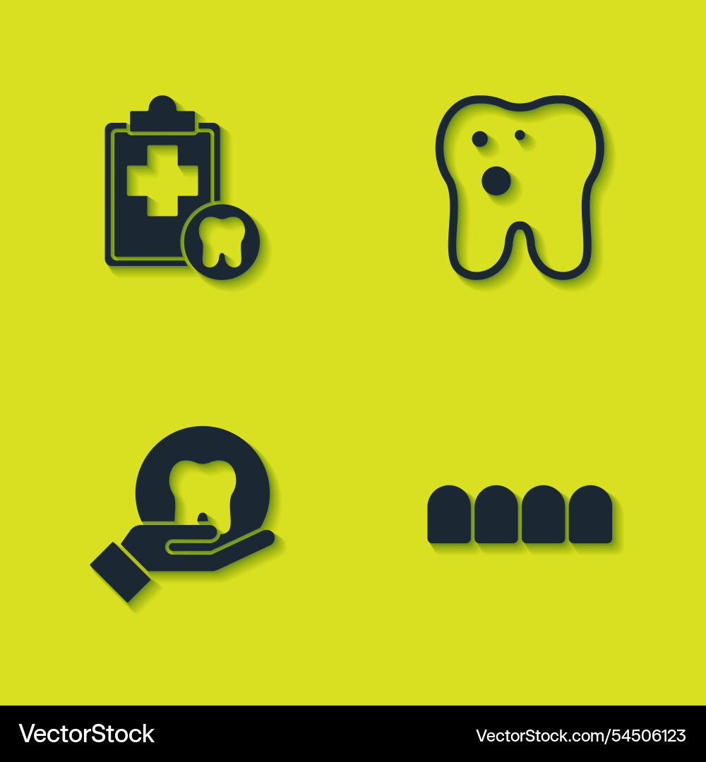 Set dental card dentures model tooth Royalty Free Vector