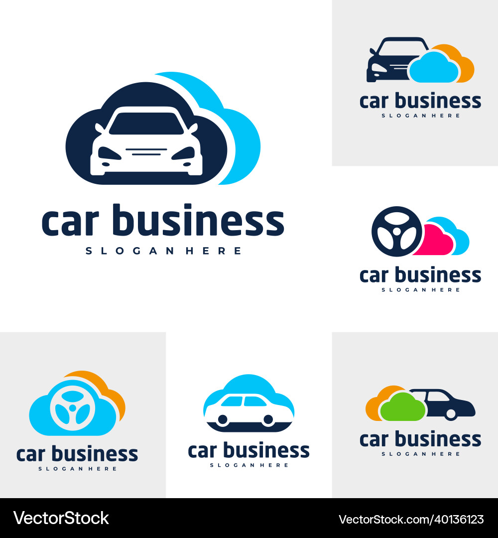 Set of car cloud logo template creative Royalty Free Vector