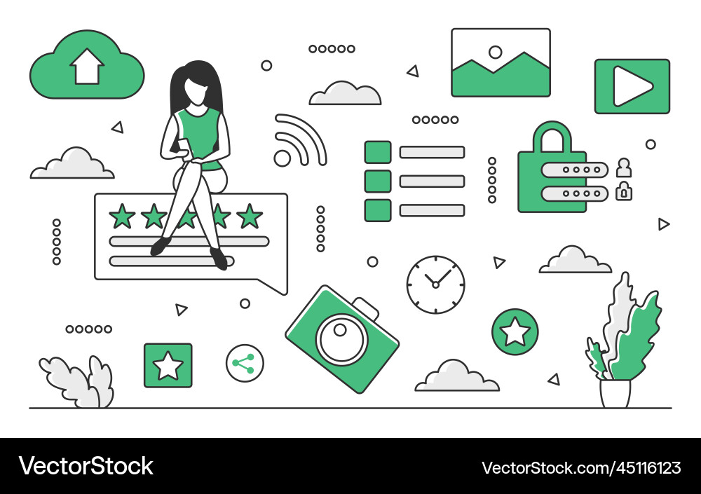 Smm content sharing Royalty Free Vector Image - VectorStock