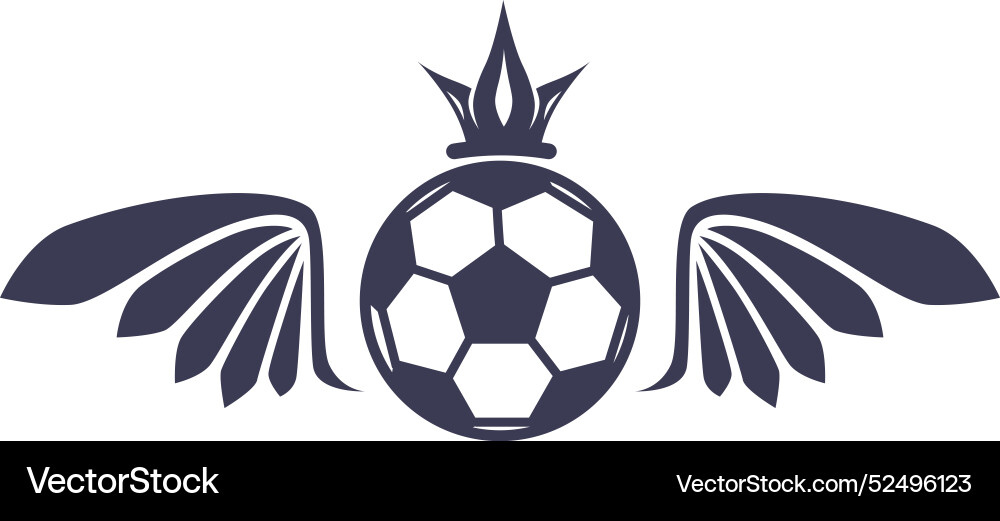 Soccer ball with crown wings Royalty Free Vector Image