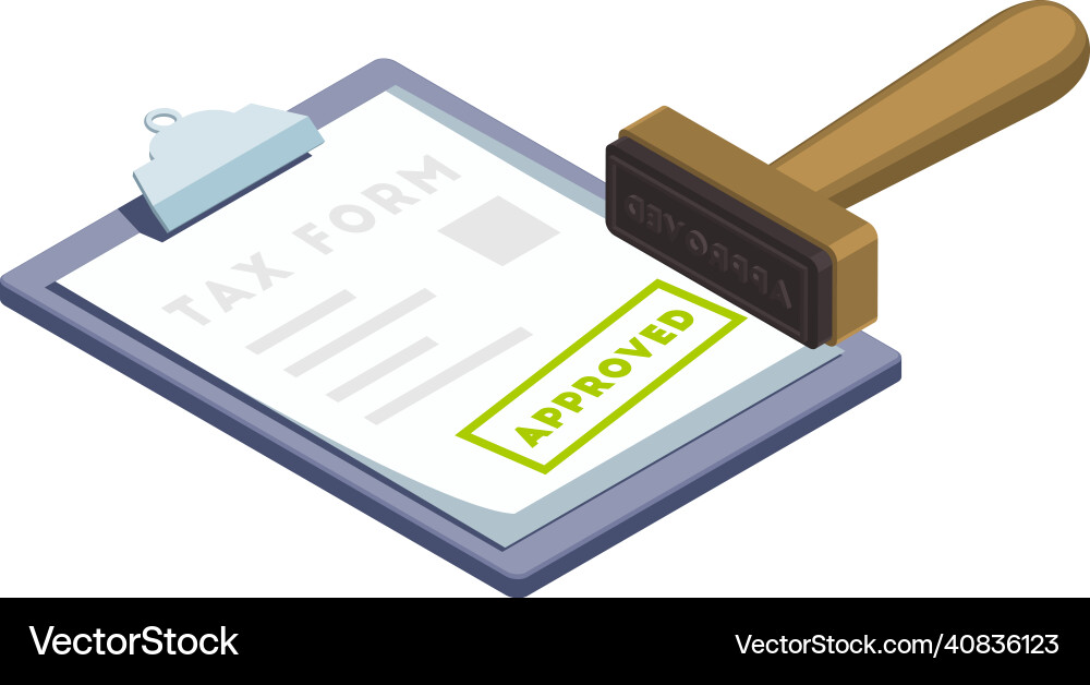 Tax form approved composition Royalty Free Vector Image