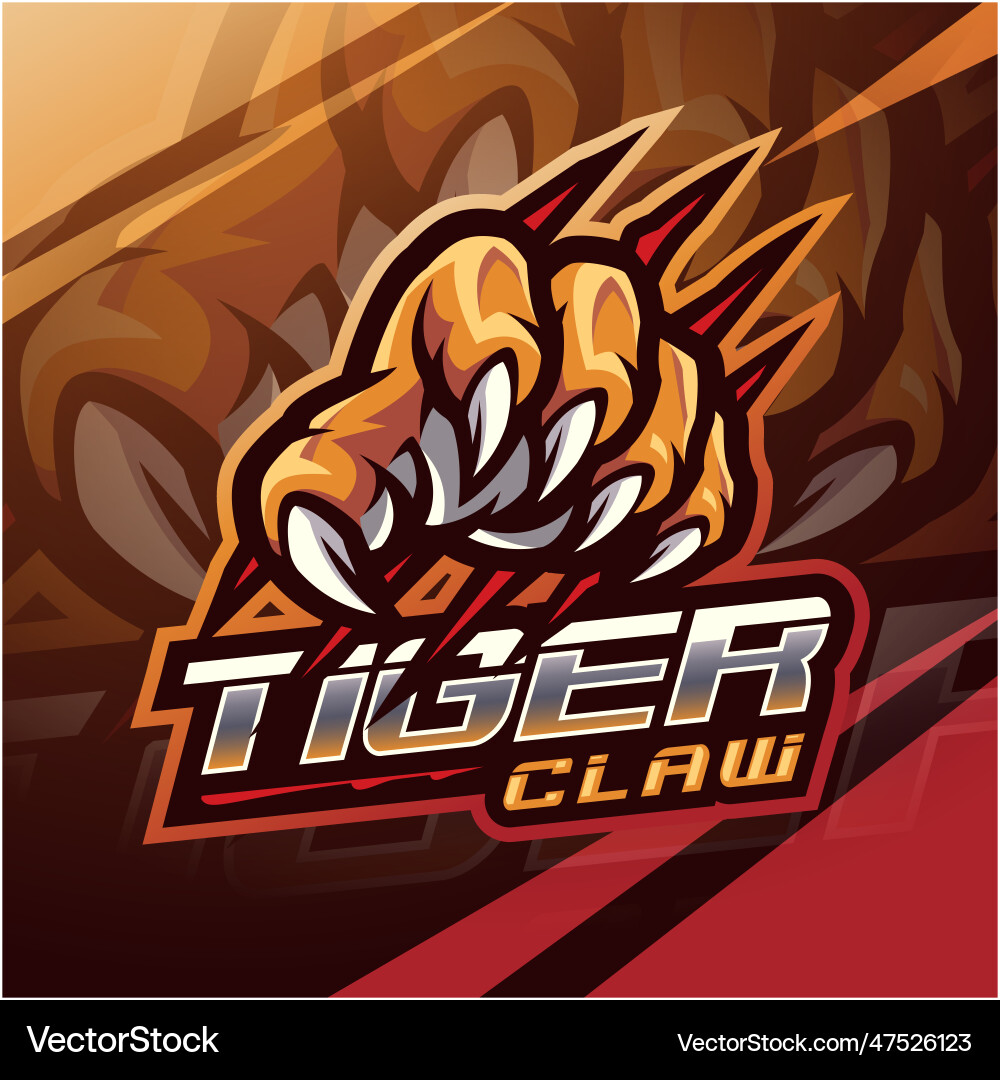 Tiger claw esport mascot logo design Royalty Free Vector