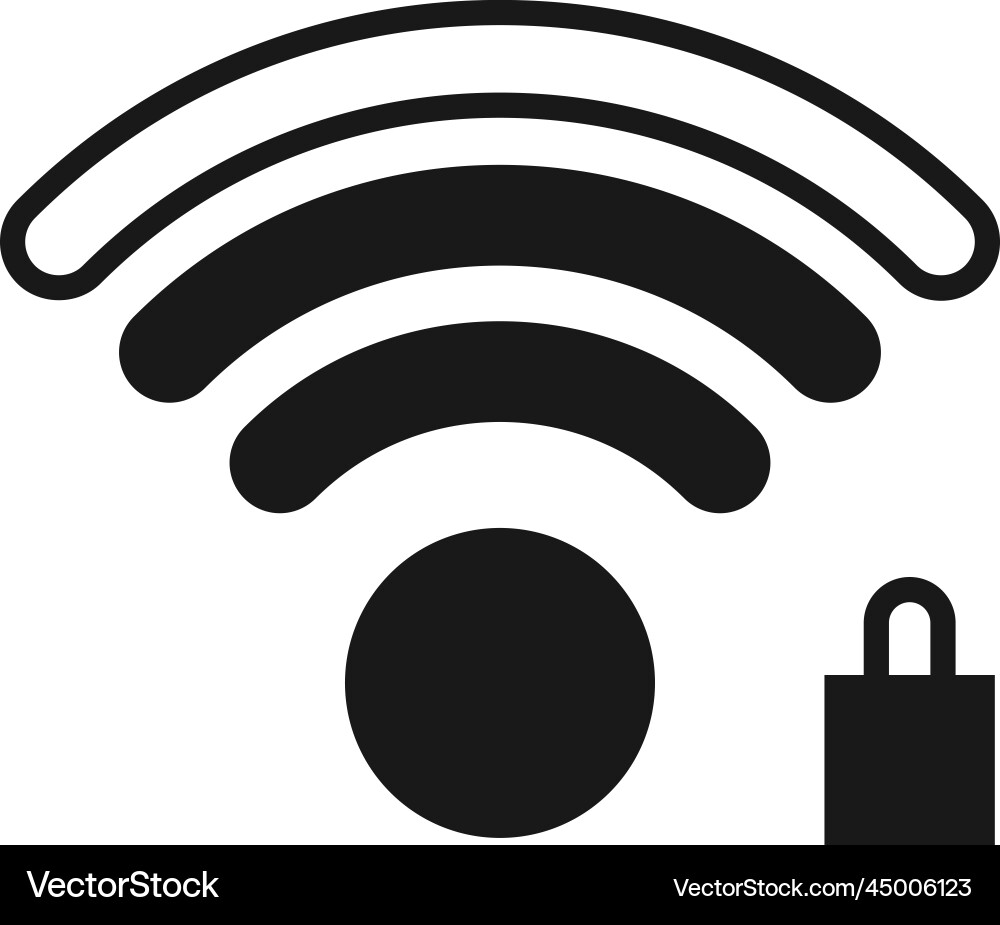 Wi-fi sign with lock symbol password protected Vector Image