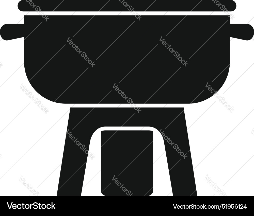 Big cooking pot standing on burning brazier icon Vector Image