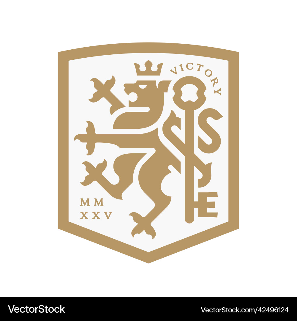 Lion and key crest heraldry logo emblem Royalty Free Vector