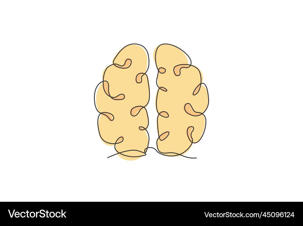 One single line drawing of human brain Royalty Free Vector