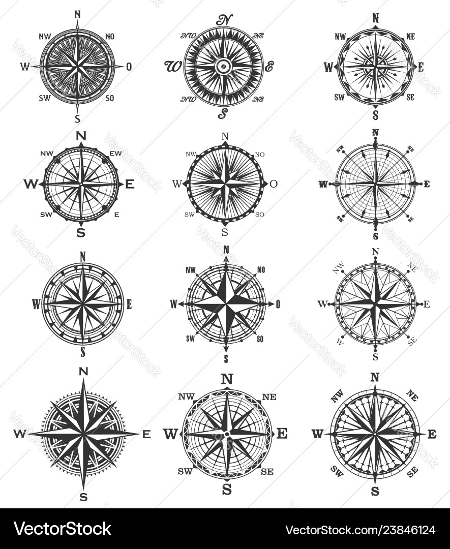 Vintage compass symbols and signs Royalty Free Vector Image