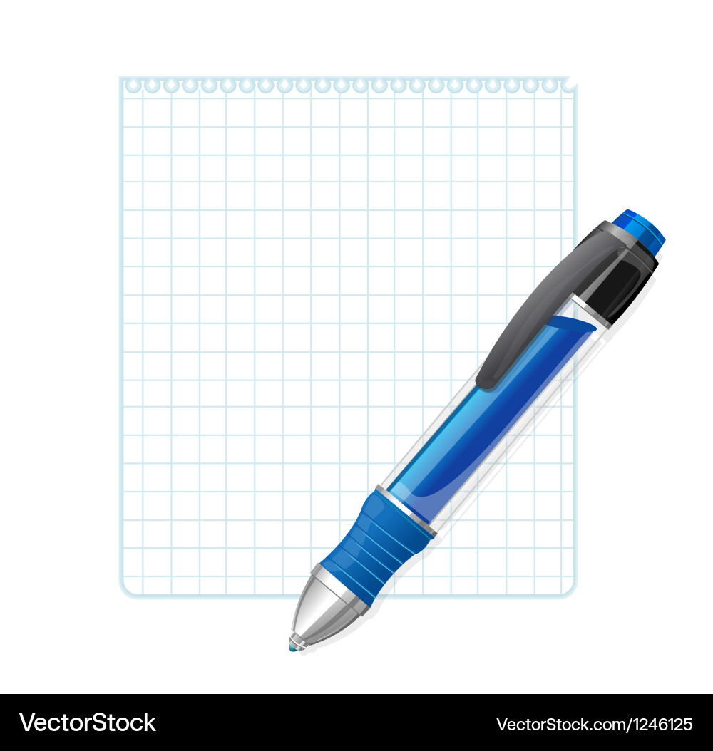 Blank note paper with pen Royalty Free Vector Image