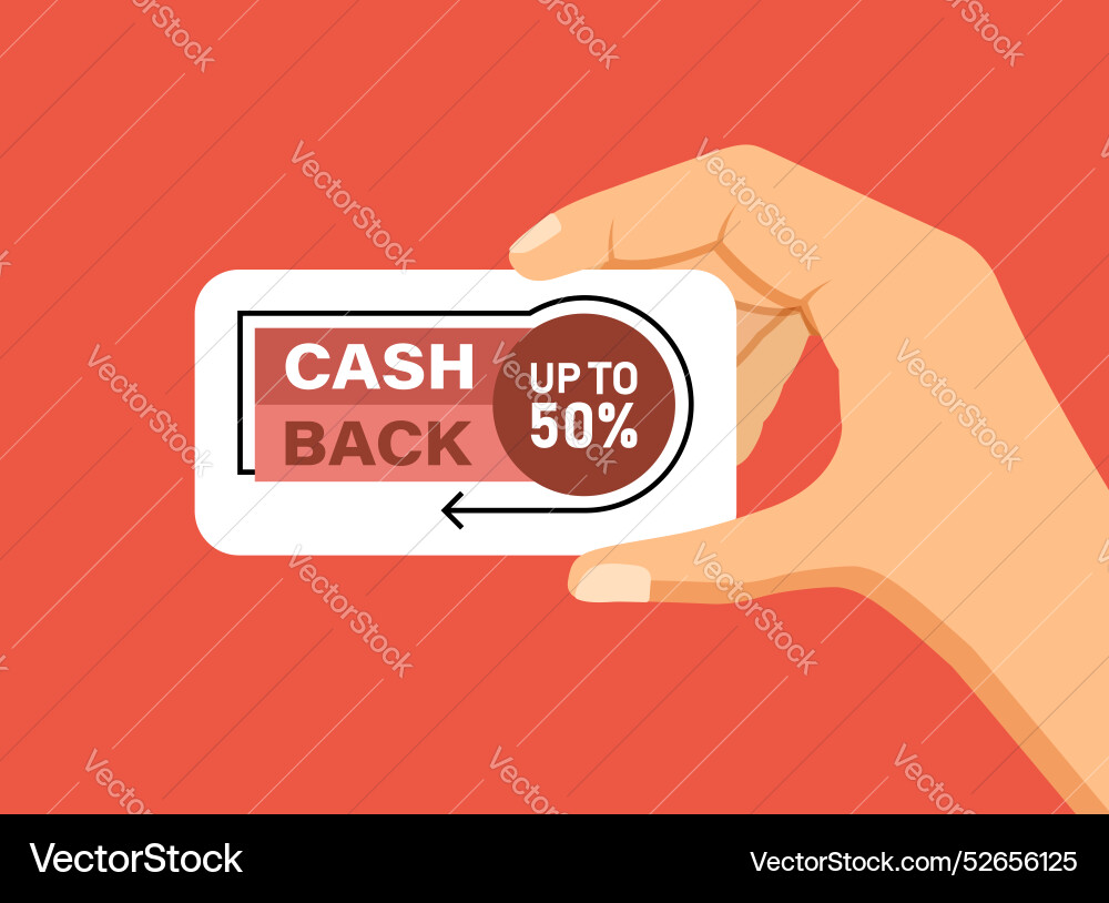 Cashback in hand icon flat style money back Vector Image