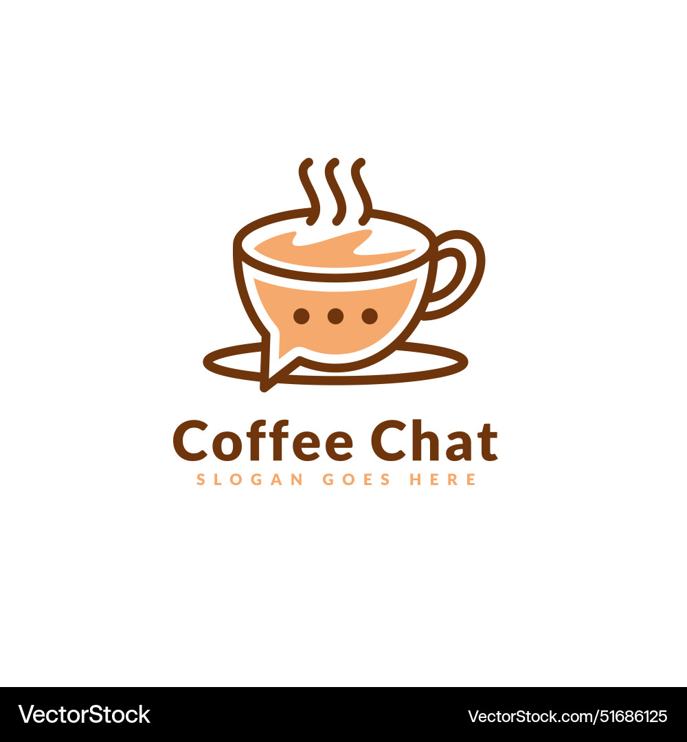 Coffee chat logo design a cup combine Royalty Free Vector