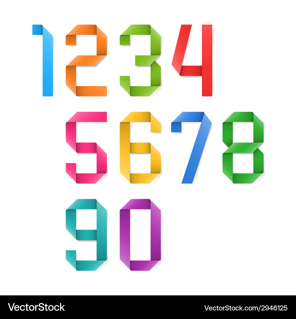 Colorful origami numbers Royalty Free Vector Image