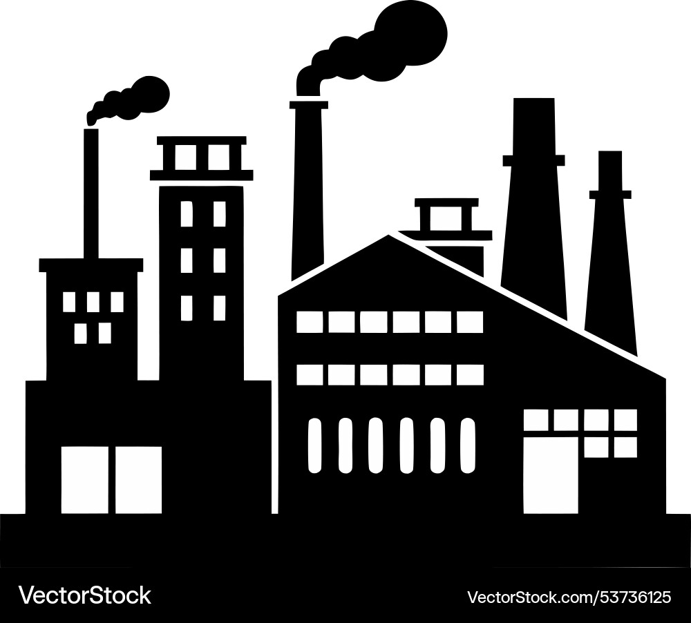 Factory silhouette Royalty Free Vector Image - VectorStock