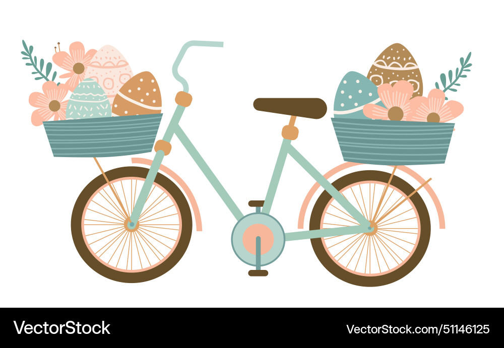 Happy easter greeting card with bicycle eggs Vector Image