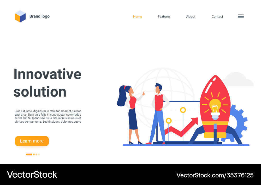 Innovative solution landing page successful Vector Image