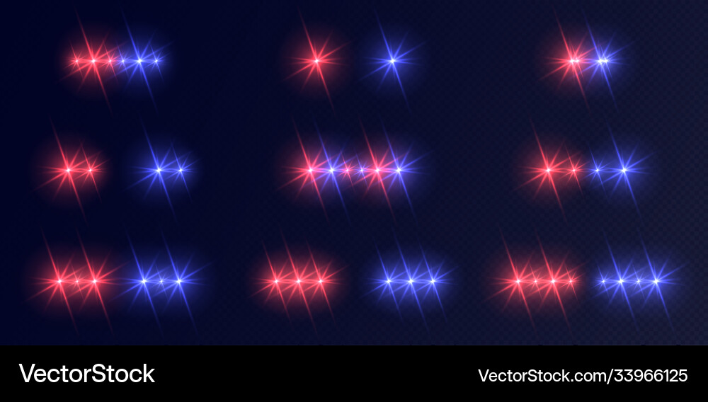 Police lights set blue-red emergency headlights Vector Image