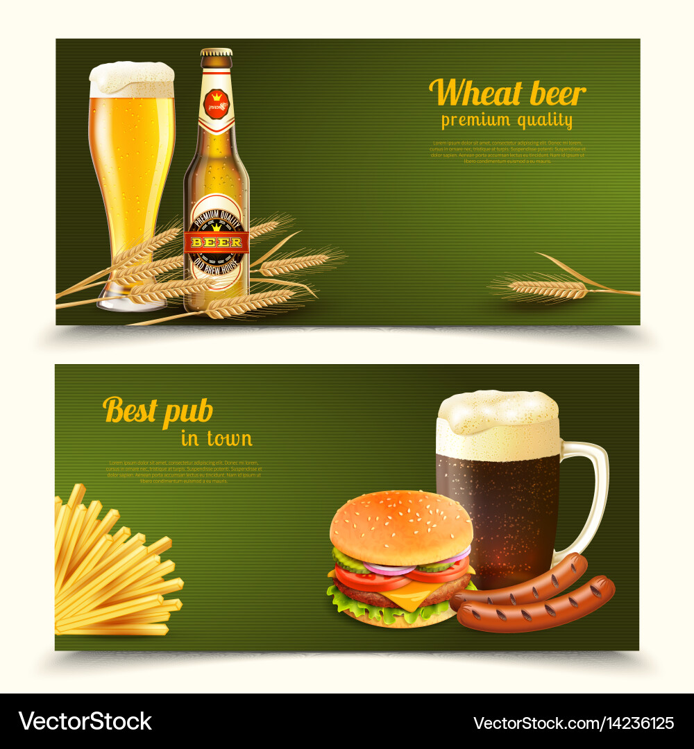 Realistic beer banners Royalty Free Vector Image