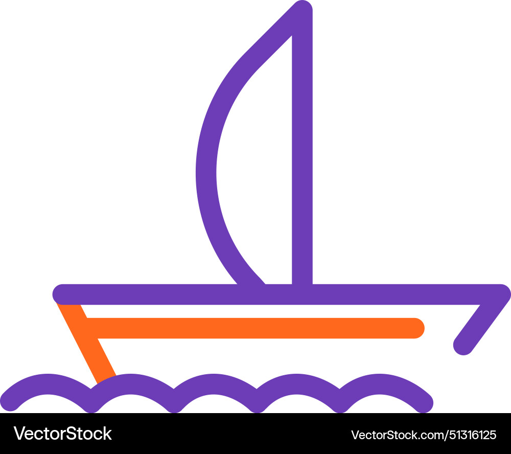 Sailing boat on waves graphic Royalty Free Vector Image
