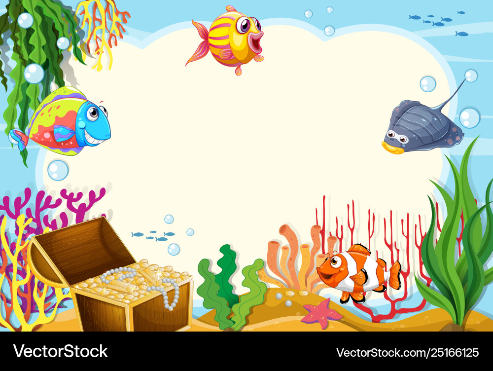 Underwater sea creature frame Royalty Free Vector Image