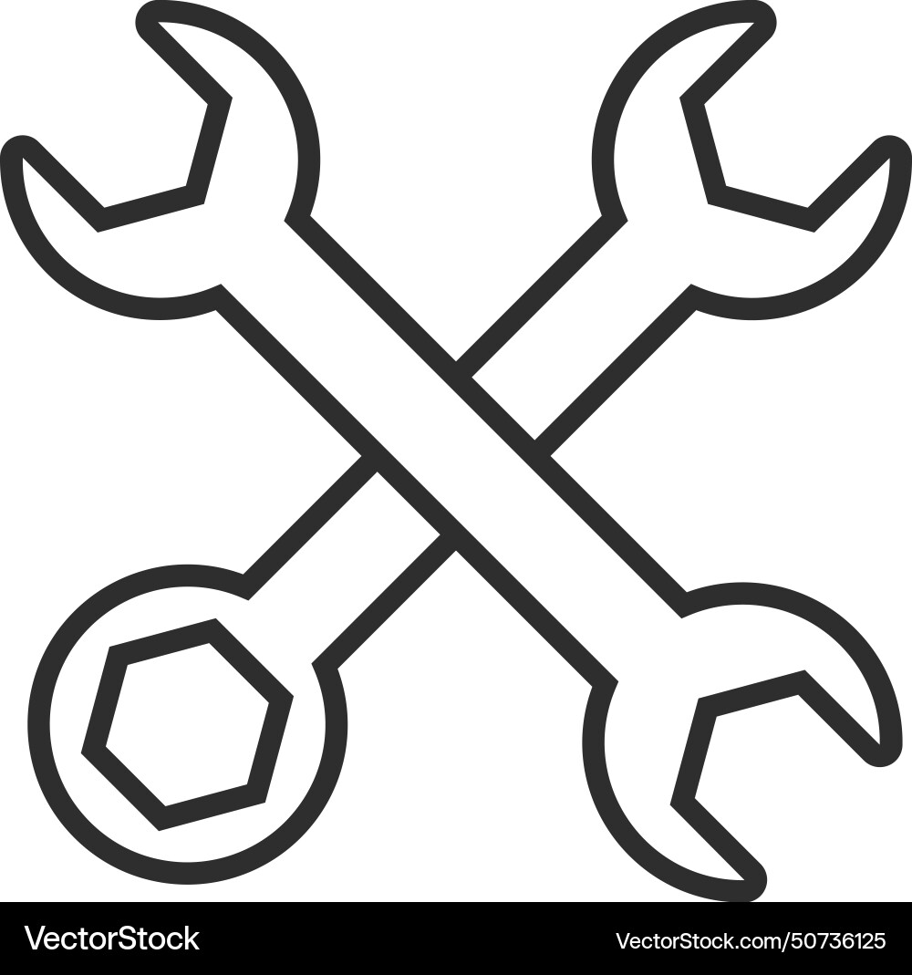 Wrenches crossed linear icon repair tools symbol Vector Image