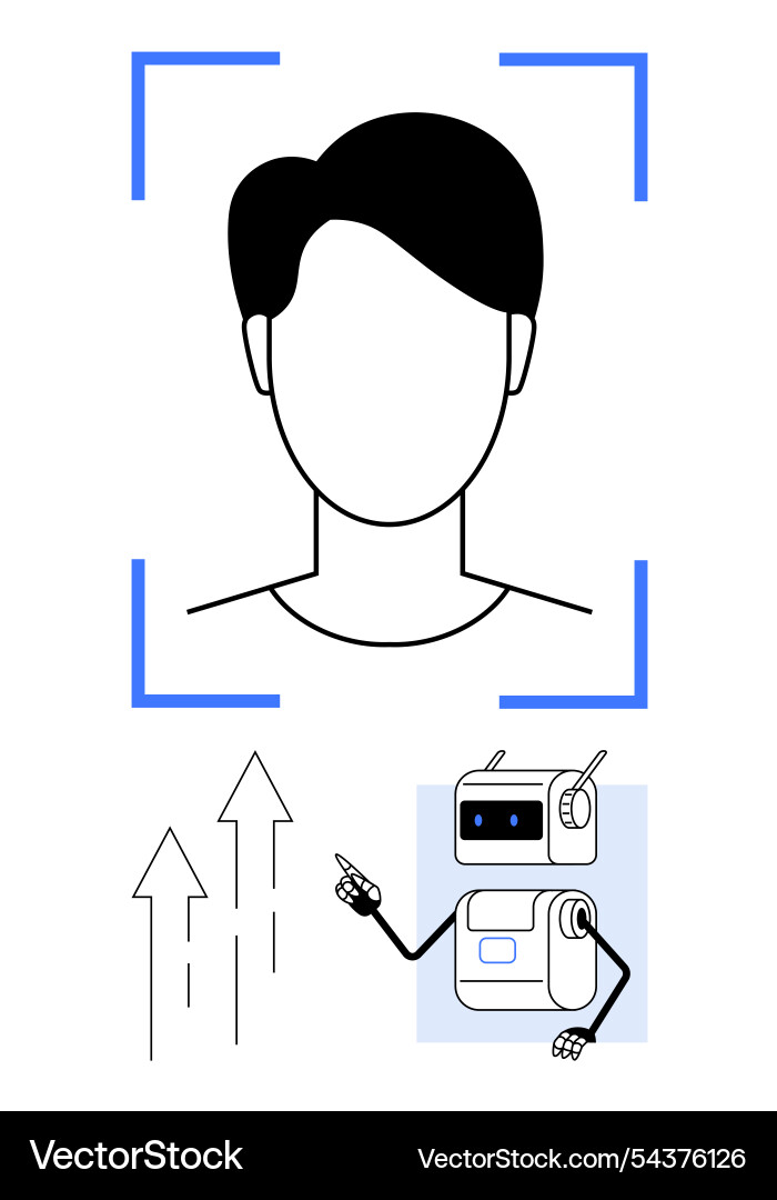 Ai facial recognition with robot assistant growth Vector Image