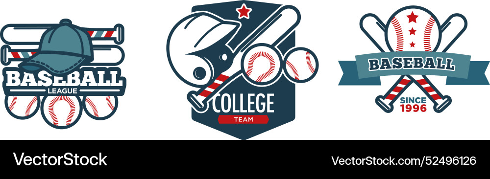 Baseball league emblem design Royalty Free Vector Image