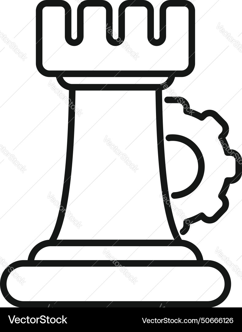 Chess tower gear work icon outline coping Vector Image