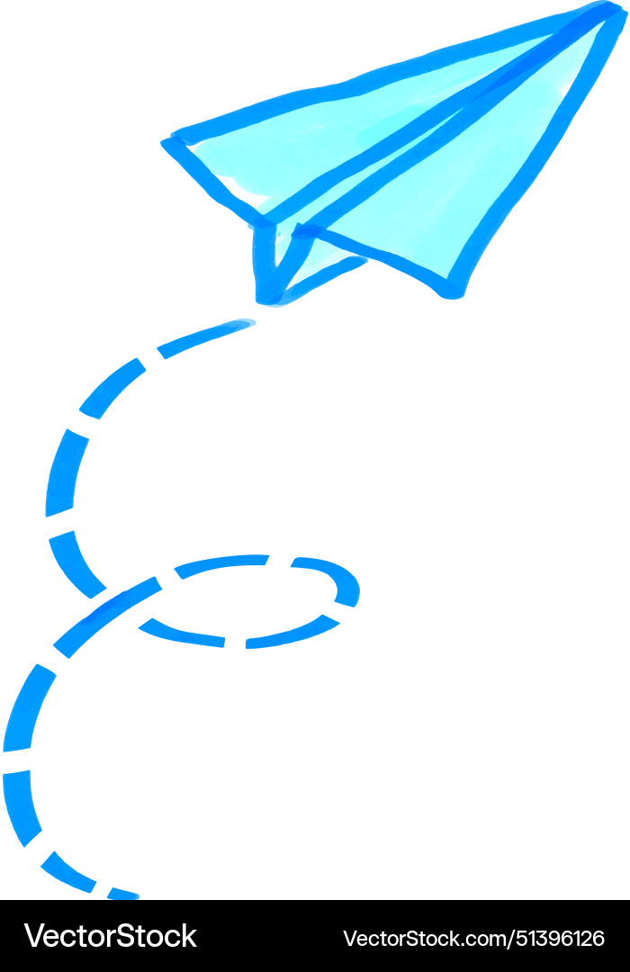 Child drawing of paper plane Royalty Free Vector Image