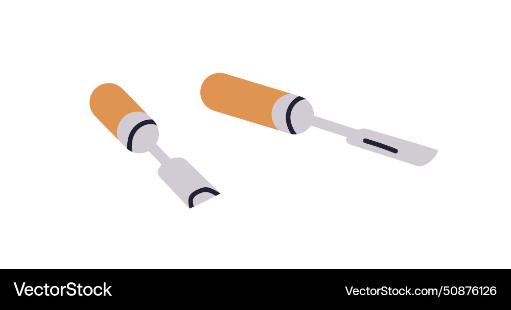 Chisels woodwork tool carpentry joinery Royalty Free Vector