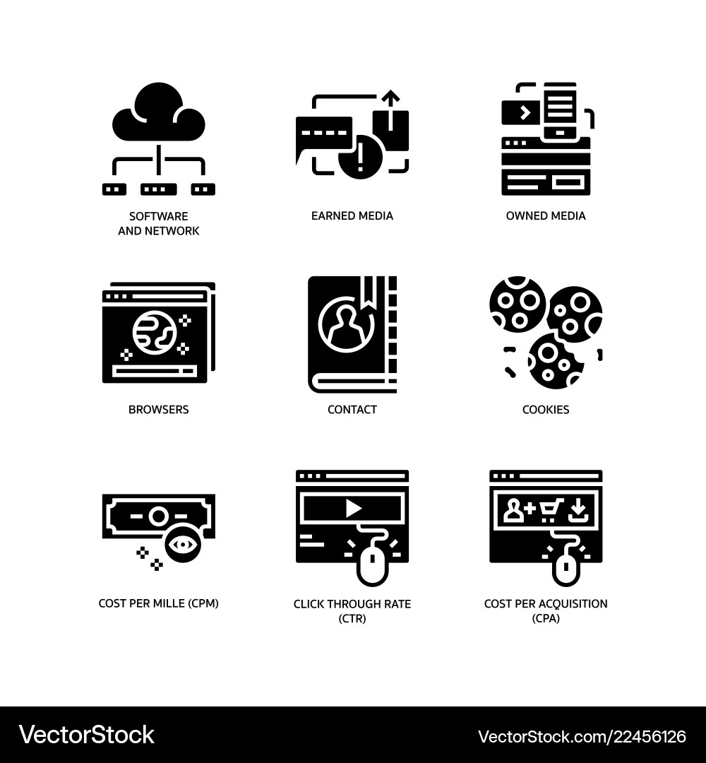 Digital marketing icons set 1 Royalty Free Vector Image