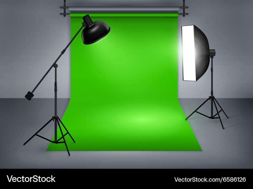 Film studio with green screen Royalty Free Vector Image