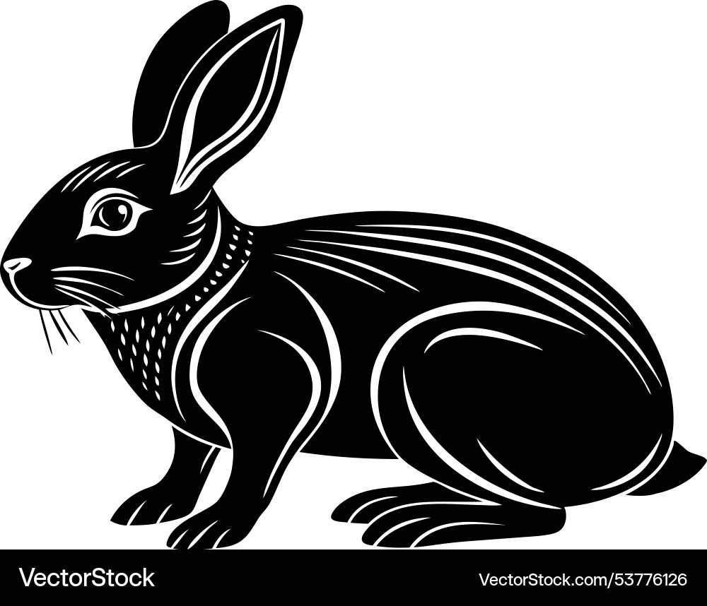 Rabbit line-art Royalty Free Vector Image - VectorStock