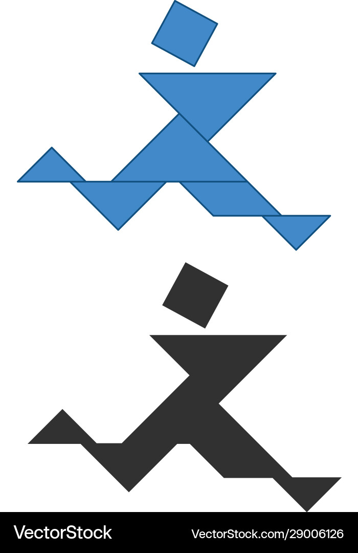 Running man tangram traditional chinese Royalty Free Vector