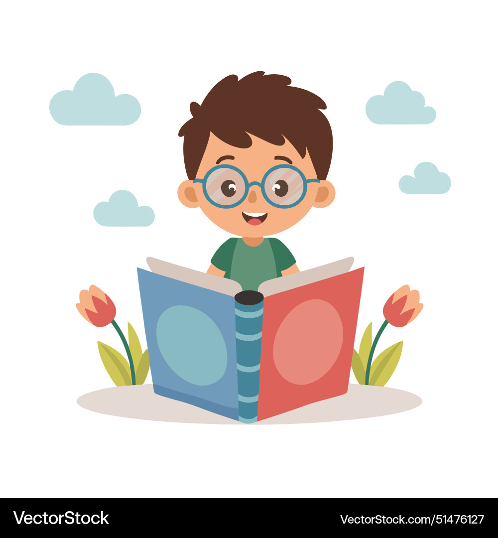 Children reading book concept Royalty Free Vector Image