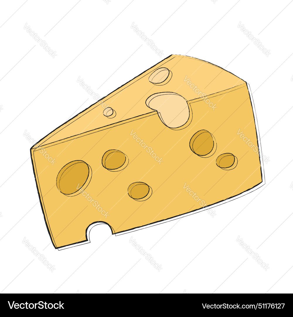Golden yellow triangular piece of royal cheese Vector Image