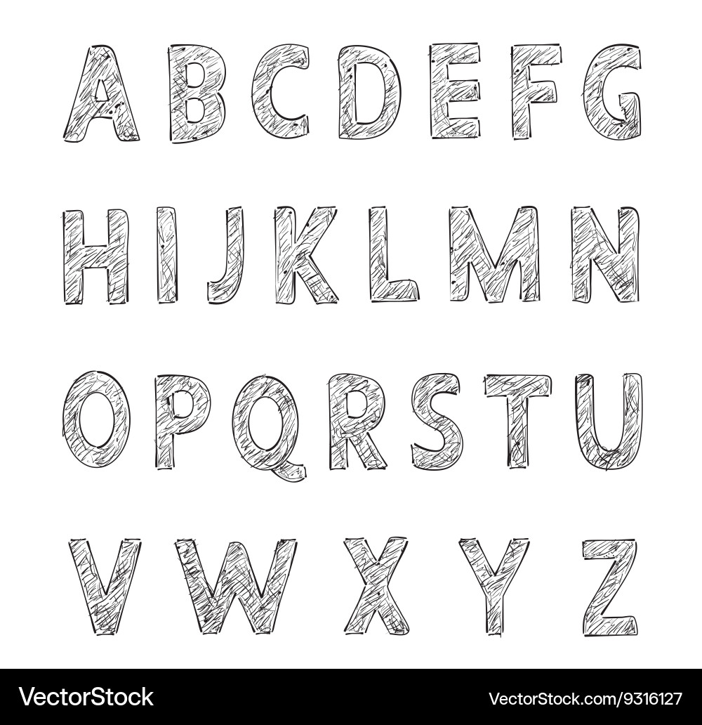 Hand drawn doodle abc letters sketch Royalty Free Vector