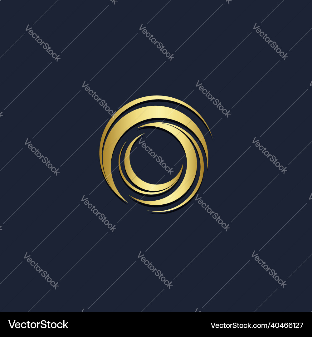 Round curve vortex gold logo Royalty Free Vector Image