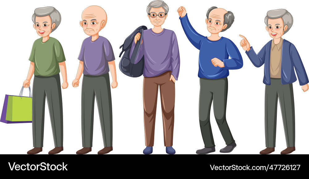 Set of healthy elderly man Royalty Free Vector Image