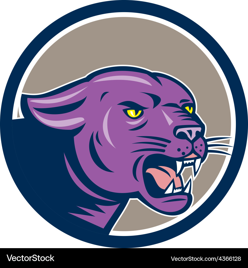 Black cat panther head growling cartoon Royalty Free Vector