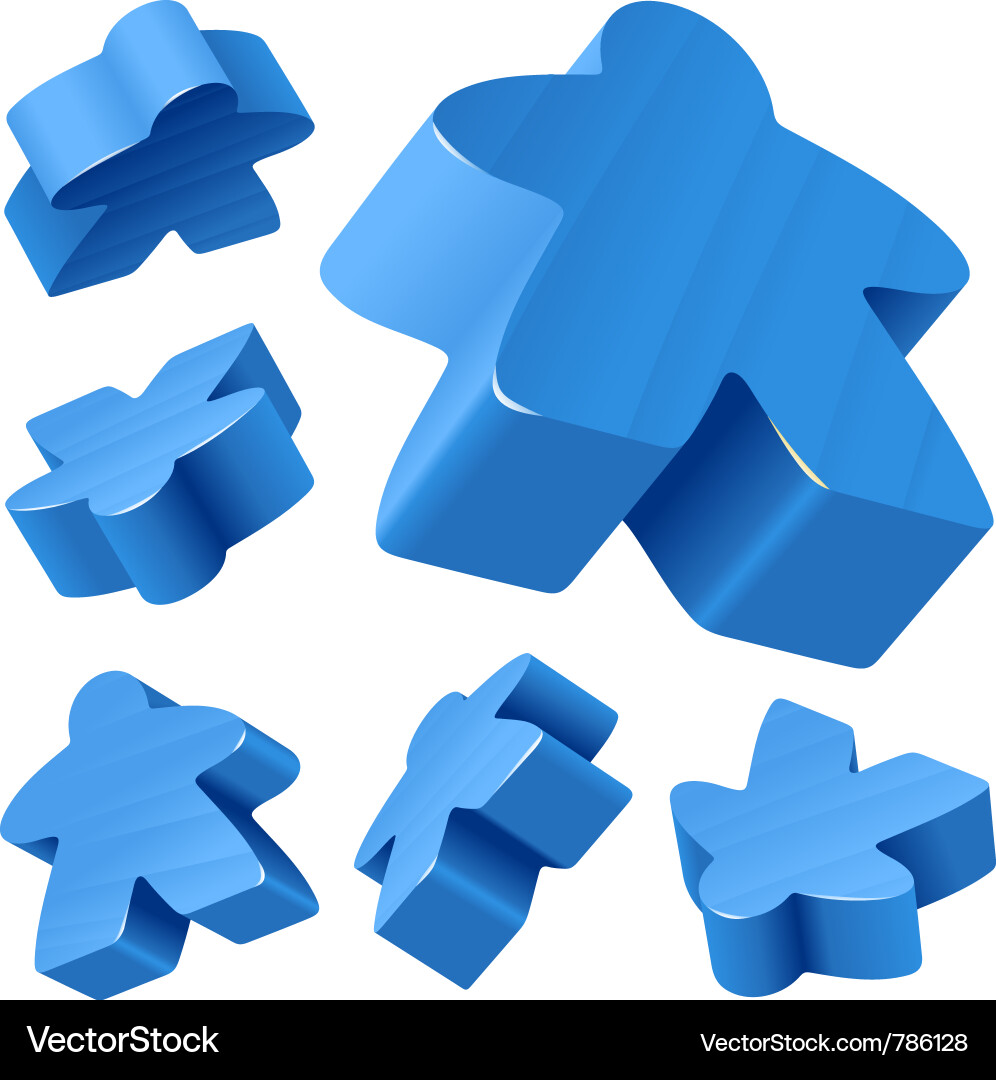 Blue wooden meeple set Royalty Free Vector Image