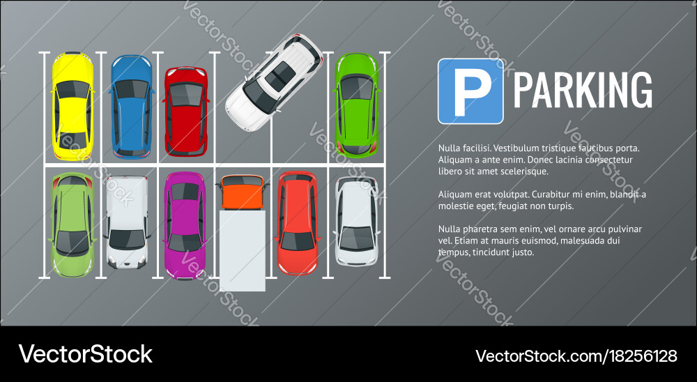 City parking lot with a set Royalty Free Vector Image
