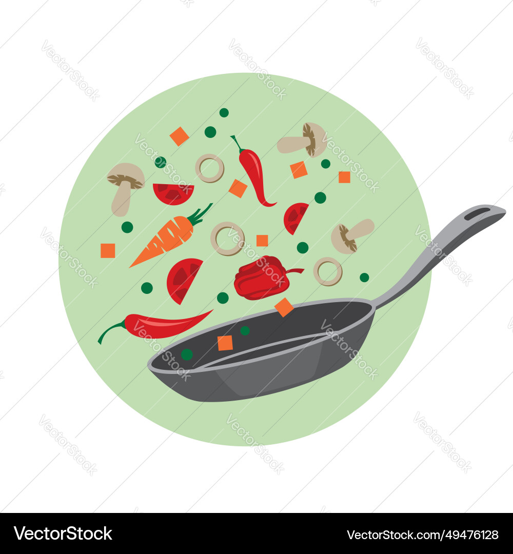 Cooking process on pan Royalty Free Vector Image